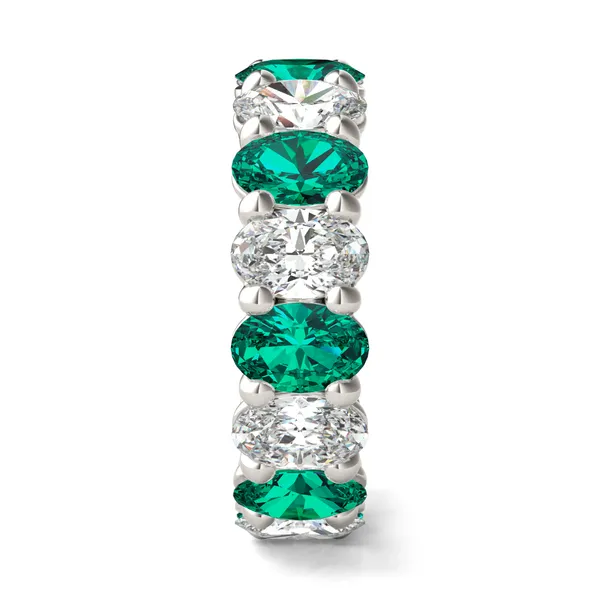 Oval Alternating Basket Emerald Eternity Band