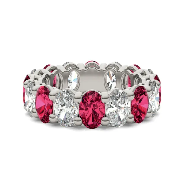 Oval Alternating Basket Ruby Eternity Band