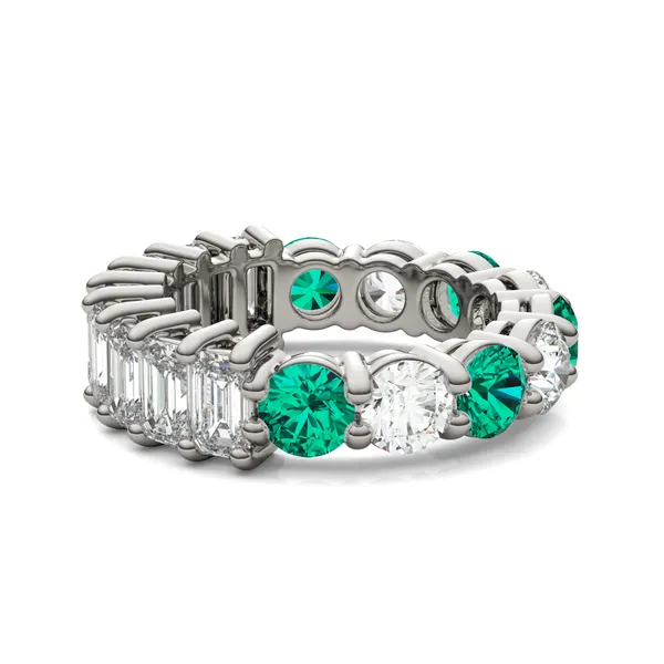 Alternating Emerald Paradox Eternity Band Wedding Ring