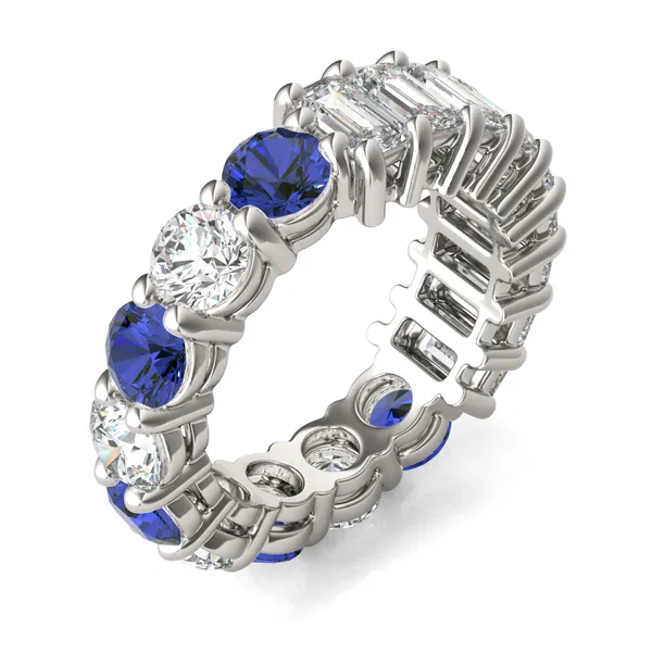 Alternating Sapphire Paradox Eternity Band Wedding Ring