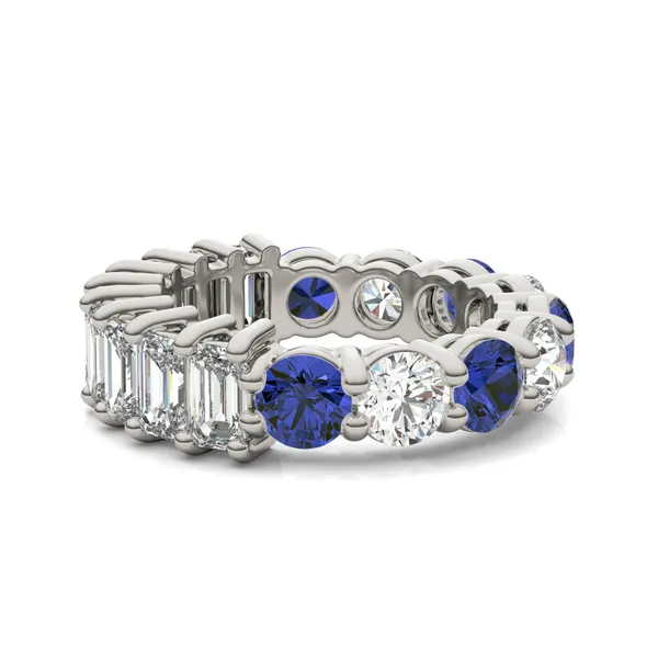 Alternating Sapphire Paradox Eternity Band Wedding Ring