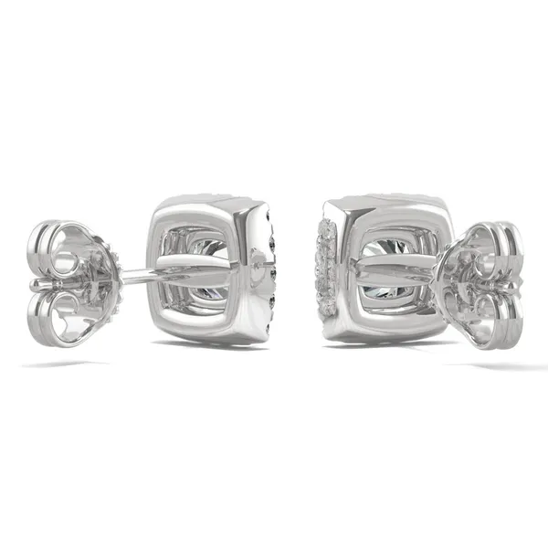 1.32 CTW DEW Moissanite Cushion Stud Earrings in 14K White Gold