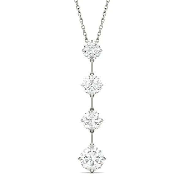 2.13 CTW DEW Moissanite Round Pendant Necklace in 14K White Gold