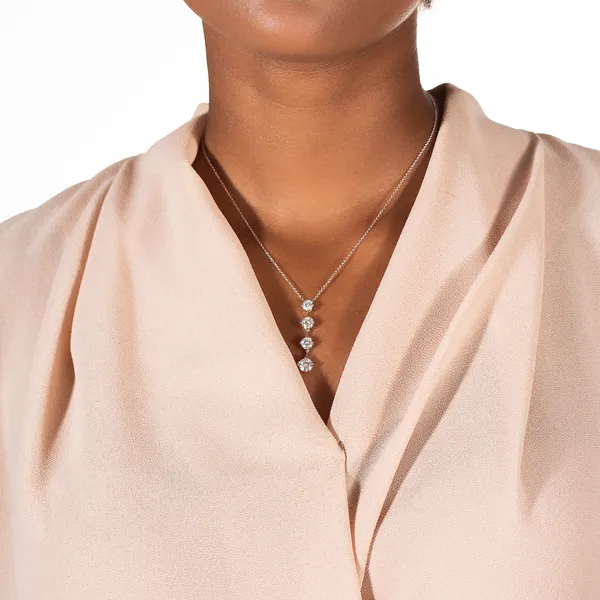 2.13 CTW DEW Moissanite Round Pendant Necklace in 14K White Gold