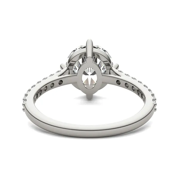 Round Brilliant Accented Claw Prong Compass Engagement Ring
