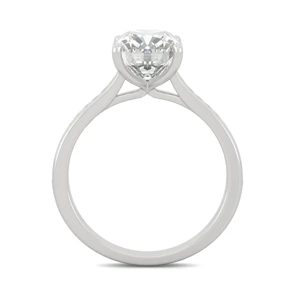 Elongated Cushion Channel Set Cathedral Engagement Ring