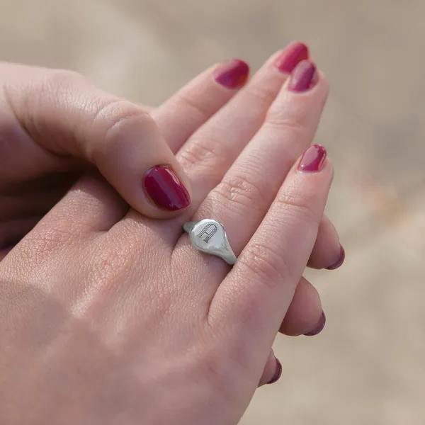 Signature Round Initial Signet Ring