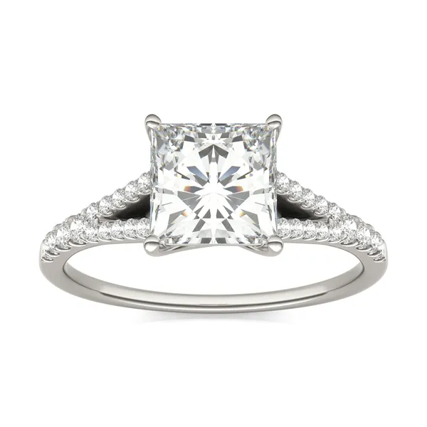 1.71 CTW DEW Princess Moissanite Split Shank Engagement Ring in 14K ...