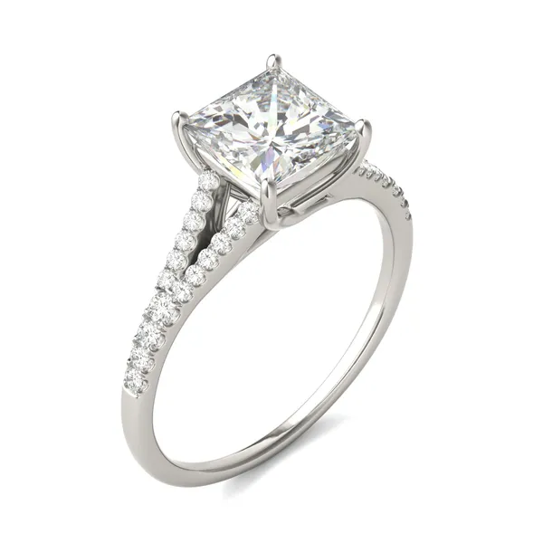 1.71 CTW DEW Princess Moissanite Split Shank Engagement Ring in 14K ...