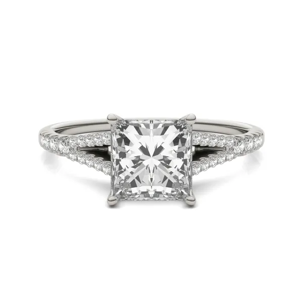 1.71 CTW DEW Princess Moissanite Split Shank Engagement Ring in 14K ...