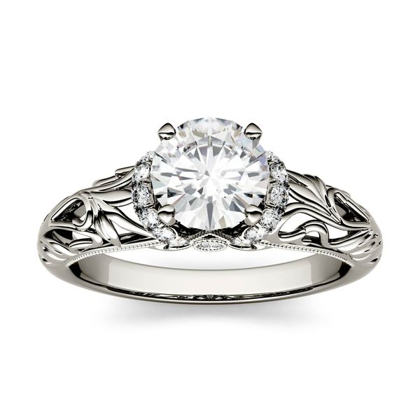 Moissanite Round Brilliant Rosaline Engagement Ring Charles Colvard